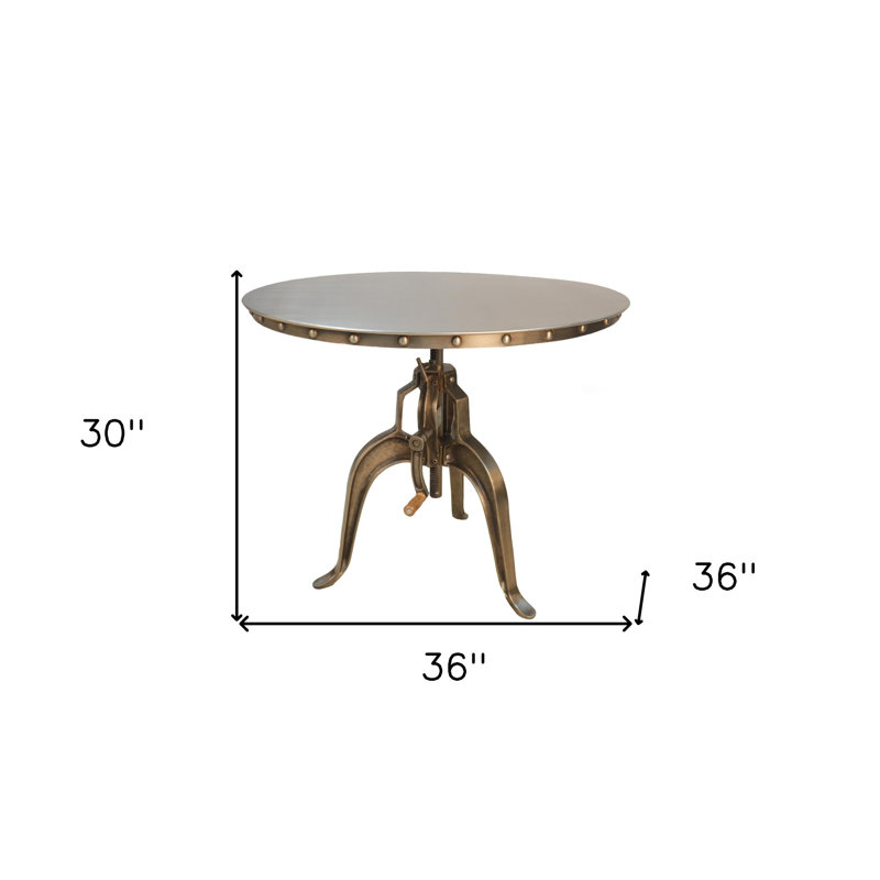 Williston Forge Gulustan Adjustable Height Three Leg Base Round Top Dining Table | Wayfair